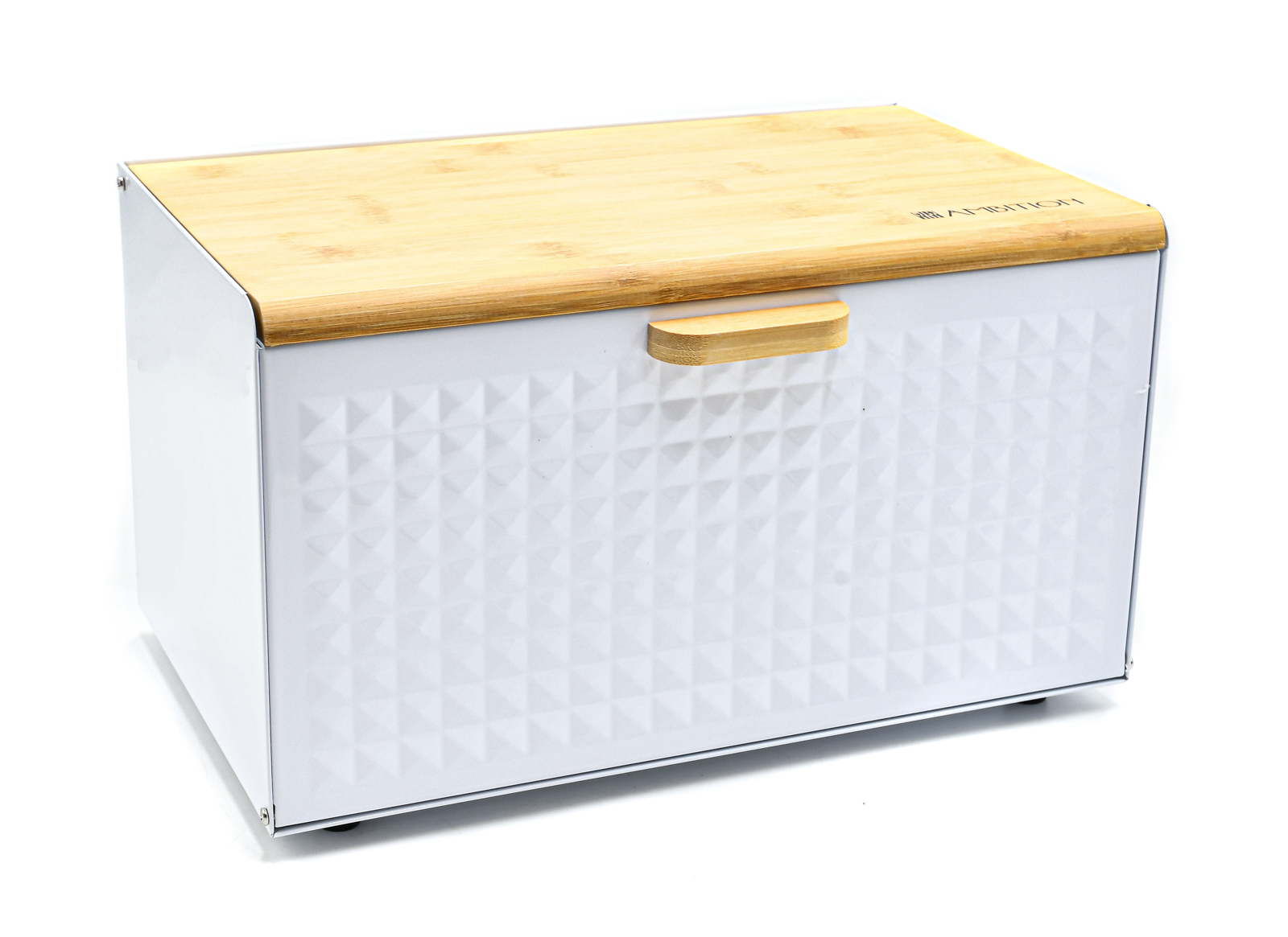 Chlebak bambusowy z metalową pokrywką Ambition Scandi biały ...